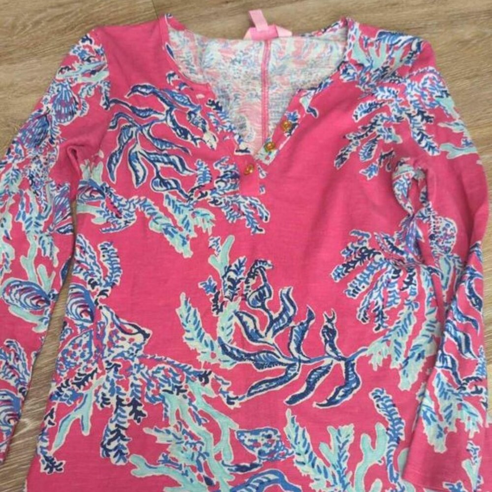Lilly Pulitzer | Kirby Samba Pink Coral Henley Top Si… - Gem